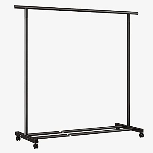 ZBYL Metal Clothes Rack Garment Wardrobe Rack, Mobile Free Standing Clothing Closet Rack with Wheels, Portable Frame Rolling Clothing Coat Organizer Rack with Bottom Rack, 100×143cm