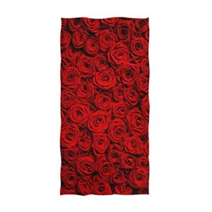 naanle 3d beautiufl natural red roses print valentine's day soft guest hand towel for bathroom, hotel, gym and spa (16 x 30 inches)