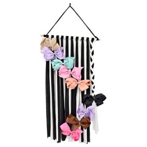 superiman hair clips holder,fringe hair bows headband holder storage organizer hanger for girls (white&black)