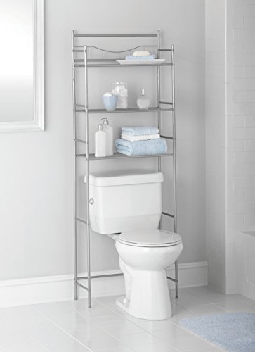 3-Shelf Over Toilet Bathroom Storage Organizer, Cabinet, Towel Rack, Bathroom Space Saver with 3 Shelves, Satin Nickel Finish