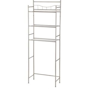 3-Shelf Over Toilet Bathroom Storage Organizer, Cabinet, Towel Rack, Bathroom Space Saver with 3 Shelves, Satin Nickel Finish