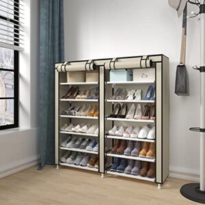 UDEAR Shoe Rack Portable 7 Tier Free Standing Shoe Organizer with Dustproof Cover Beige