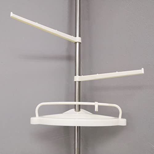 FixtureDisplays® Bathtub and Shower Tension Storage Corner Caddy W/ Stainless Steel Fixed Bar 3.3-10' Adjustable Height 15930