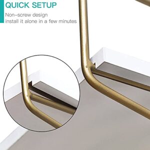 BOLUO Gold Wall Shelf - Bathroom Shelves Modern Decor Living Room Bedroom Kitchen Adjustable 24 inch Long, White and Gold