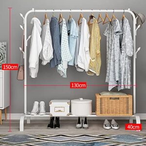 Clothing Rack Garment Wardrobe Rack, Metal Freestanding Clothes Closet Rack Rod for Hanging Clothes, Portable Coat Rack Organizer with Bottom Rack, 110×152cm ( Color : Black , Battery *1 : 110x152cm )