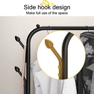 Clothing Rack Garment Wardrobe Rack, Metal Freestanding Clothes Closet Rack Rod for Hanging Clothes, Portable Coat Rack Organizer with Bottom Rack, 110×152cm ( Color : Black , Battery *1 : 110x152cm )