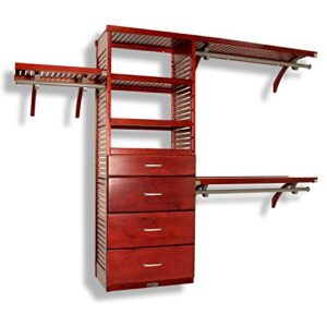 john louis home 16in. deep deluxe organizer - 4 drawers (6 & 10in deep)-red mahogany finish