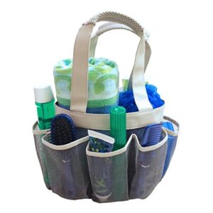 quick dry shower tote & mesh caddy, 7-pocket (cool grey)