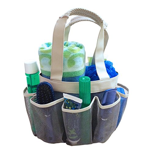 Quick Dry Shower Tote & Mesh Caddy, 7-Pocket (Cool Grey)