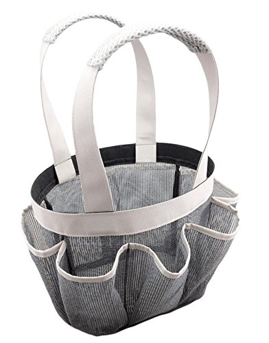 Quick Dry Shower Tote & Mesh Caddy, 7-Pocket (Cool Grey)