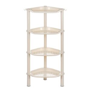 4 Tier Shower Caddies, Organizer Shelf Corner, Plastic Shower Rack Stands for Bathroom, Storage Bath Shower Caddy, 13.5x 10 x 33.5 Inches, Beige (Round Slot Beige 4 Tier)