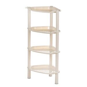 4 Tier Shower Caddies, Organizer Shelf Corner, Plastic Shower Rack Stands for Bathroom, Storage Bath Shower Caddy, 13.5x 10 x 33.5 Inches, Beige (Round Slot Beige 4 Tier)