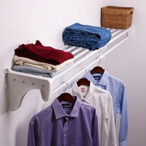 EZ Shelf DIY Expandable Closet Shelf and Rod - 41.5” - 74” -White- Mounts to 1 Sidewall and Backwall