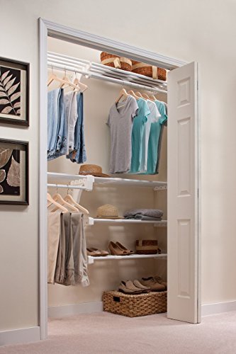 EZ Shelf DIY Expandable Closet Shelf and Rod - 41.5” - 74” -White- Mounts to 1 Sidewall and Backwall