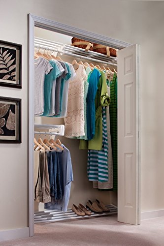 EZ Shelf DIY Expandable Closet Shelf and Rod - 41.5” - 74” -White- Mounts to 1 Sidewall and Backwall