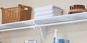 EZ Shelf DIY Expandable Closet Shelf and Rod - 41.5” - 74” -White- Mounts to 1 Sidewall and Backwall