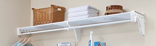 EZ Shelf DIY Expandable Closet Shelf and Rod - 41.5” - 74” -White- Mounts to 1 Sidewall and Backwall