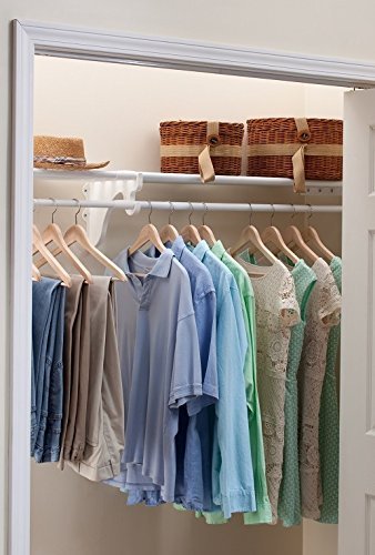 EZ Shelf DIY Expandable Closet Shelf and Rod - 41.5” - 74” -White- Mounts to 1 Sidewall and Backwall