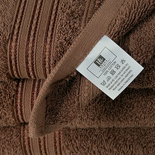 ERINA Large Hand Towels 16 x 28 Inch (4 Pack) - Heavy GSM 100% Ring Spun Combed Cotton Quick Drying Highly Absorbent Towels - Soft Hotel Quality for Bath, Gym and Spa (Brown)