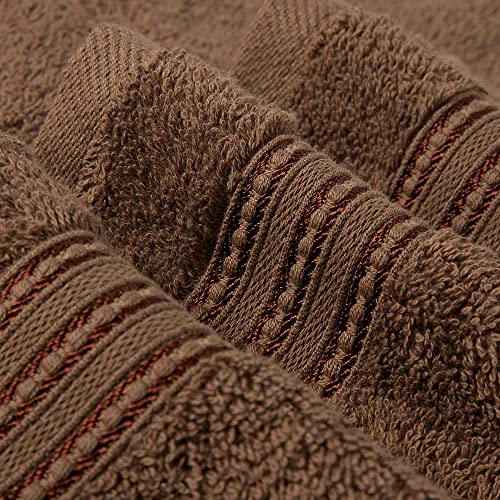 ERINA Large Hand Towels 16 x 28 Inch (4 Pack) - Heavy GSM 100% Ring Spun Combed Cotton Quick Drying Highly Absorbent Towels - Soft Hotel Quality for Bath, Gym and Spa (Brown)