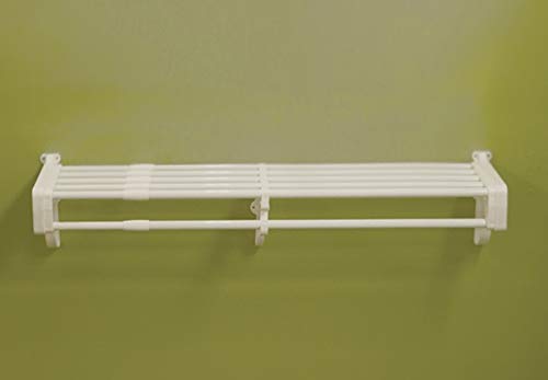 EZ Shelf DIY Expandable Closet Shelf & Rod - 65.3” - 120" White - Mounts to Back Wall (Floating)