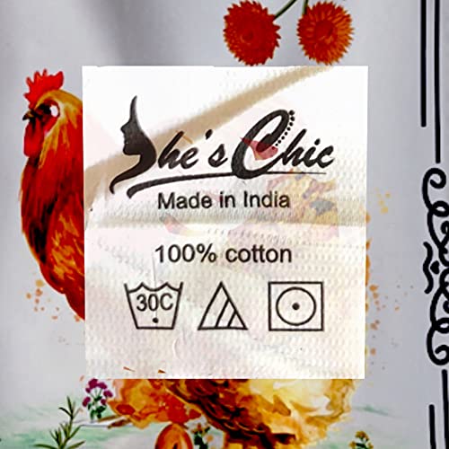 Shes Chic Rooster Chicken Kitchen Towels - 100% Cotton Farmhouse Set of 2 Multi-Purpose Feedsack Dish Towel for Drying | Tea Towels | Bar Towels 26 Inch by 18 Inch with Hanging Loop