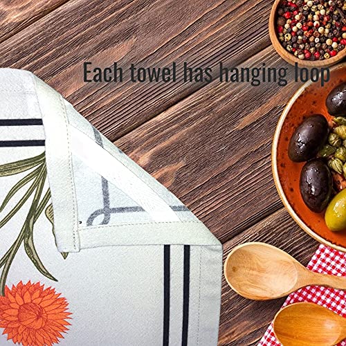 Shes Chic Rooster Chicken Kitchen Towels - 100% Cotton Farmhouse Set of 2 Multi-Purpose Feedsack Dish Towel for Drying | Tea Towels | Bar Towels 26 Inch by 18 Inch with Hanging Loop