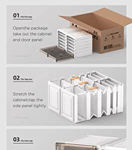 MAYIBOX Shoe Cabinet 2-20 Grid Stackable Transparent Folding Shoe Box Plastic Storage Box Storage 2-40 Pairs of Shoes (2 Rows 20 grids)