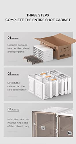 MAYIBOX Shoe Cabinet 2-20 Grid Stackable Transparent Folding Shoe Box Plastic Storage Box Storage 2-40 Pairs of Shoes (2 Rows 20 grids)