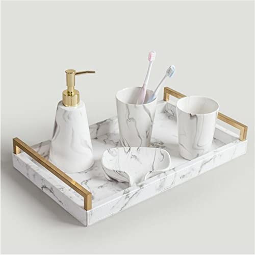 CZDYUF Marble Pattern Bathroom Mouthwash Cup Brushing Cup Wash Set Bathroom Supplies Five-Piece Set