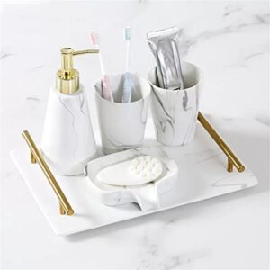 CZDYUF Marble Pattern Bathroom Mouthwash Cup Brushing Cup Wash Set Bathroom Supplies Five-Piece Set