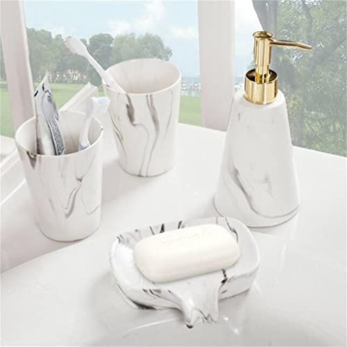 CZDYUF Marble Pattern Bathroom Mouthwash Cup Brushing Cup Wash Set Bathroom Supplies Five-Piece Set