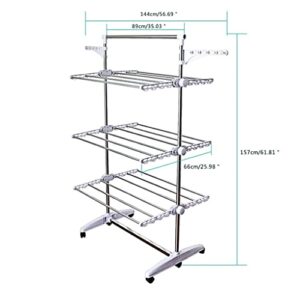 CHYSP Coat Hanger 6 Tiers Adjustable Telescopic Rolling Garment Clothes Airer Horse Stainless Laundry Rack Hanging Folding Hanger