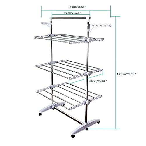 CHYSP Coat Hanger 6 Tiers Adjustable Telescopic Rolling Garment Clothes Airer Horse Stainless Laundry Rack Hanging Folding Hanger