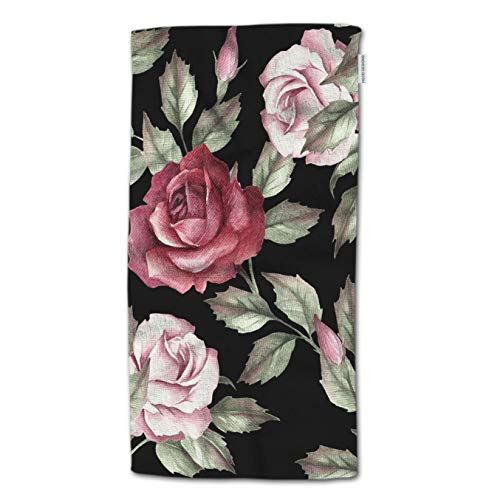 HGOD DESIGNS Hand Towel Rose,Watercolor Roses Pattern Hand Towel Best for Bathroom Kitchen Bath and Hand Towels 30" Lx15 W