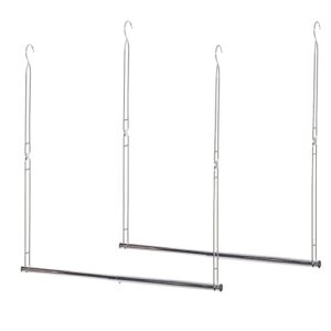 storage maniac hanging closet rod, adjustable width and height closet hanging organizer, space-saving clothes hanging bar, closet extender hanging rod double closet hanging rod, 2 pack chrome