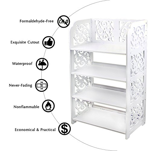 Jerry & Maggie - 4 tier WPC Shoe Rack / Shoe Storage Stackable Shelves Free Standing Shoe Racks - White