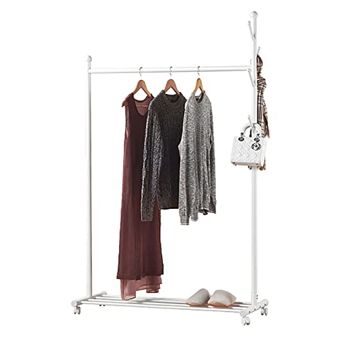 ZBYL Clothing Rack Garment Rack with Wheels, Free Standing Clothes Closet Rack with Bottom Rack, Portable Organizer Metal Standard Rod for Hanging Clothes, 55×170cm