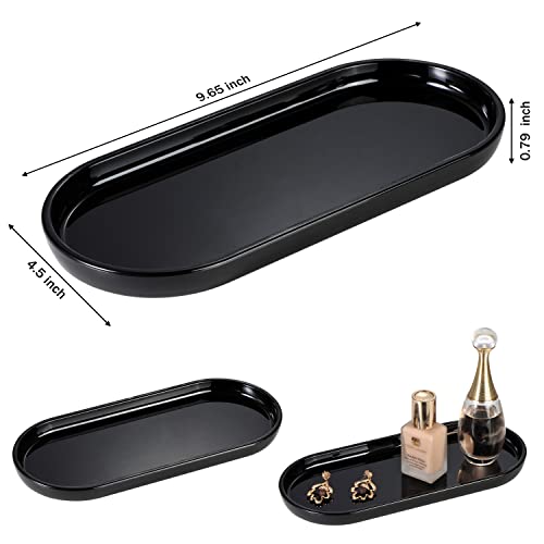 Acrylic Vanity Tray Bathroom Storage Organizer Tray, Catchall Tray, Countertop Sink Tray Dispenser,Sturdy Holder for Cabinet, Vanity, Shelf, Cupboard, Cabinet, or Closet Organization(2 Pack) (Black)