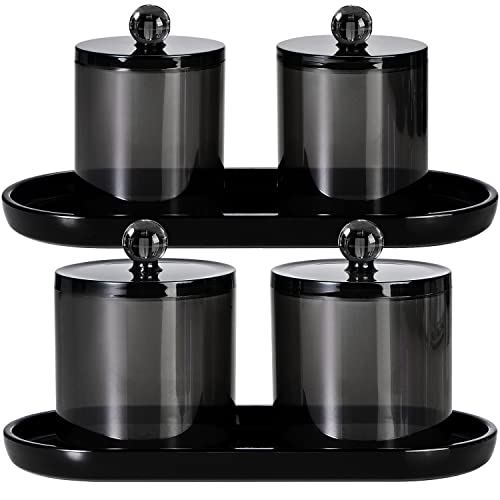 Acrylic Vanity Tray Bathroom Storage Organizer Tray, Catchall Tray, Countertop Sink Tray Dispenser,Sturdy Holder for Cabinet, Vanity, Shelf, Cupboard, Cabinet, or Closet Organization(2 Pack) (Black)