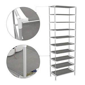 plohee Shoe Rack 10-Tier Tall Shoe Storage for Closets & Entryway Non-Woven Fabric Shoe Shelf Tower Easy Assembly (10 Tiers)