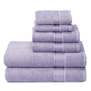 belizzi home ultra soft 6 pack cotton towel set, contains 2 bath towels 28x55 inch, 2 hand towels 16x24 inch & 2 wash coths 12x12 inch, ideal for everyday use, compact & lightweight - dark purple