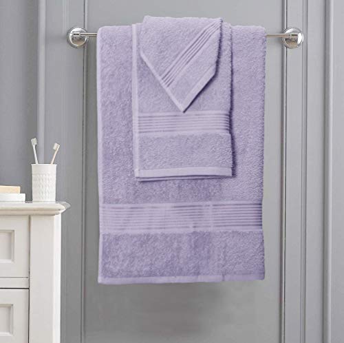 Belizzi Home Ultra Soft 6 Pack Cotton Towel Set, Contains 2 Bath Towels 28x55 inch, 2 Hand Towels 16x24 inch & 2 Wash Coths 12x12 inch, Ideal for Everyday use, Compact & Lightweight - Dark Purple