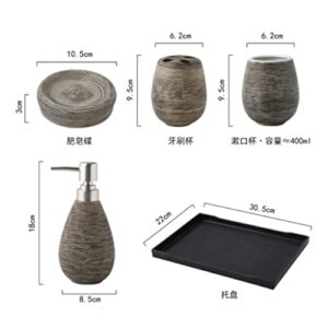 CZDYUF Ceramic Wash Bathroom Toilet Supplies Set Handmade Retro Wash Set Bathroom Five-Piece Set