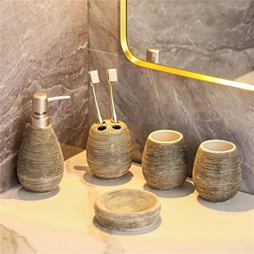 CZDYUF Ceramic Wash Bathroom Toilet Supplies Set Handmade Retro Wash Set Bathroom Five-Piece Set