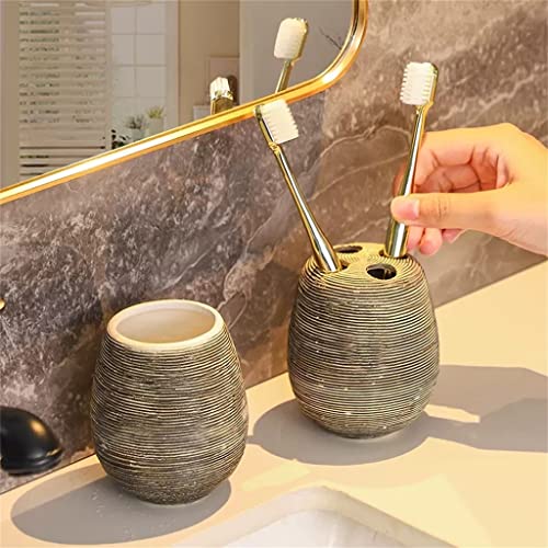 CZDYUF Ceramic Wash Bathroom Toilet Supplies Set Handmade Retro Wash Set Bathroom Five-Piece Set