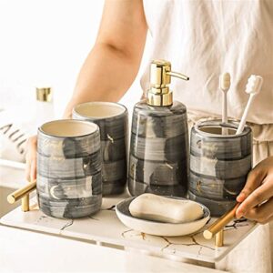 CZDYUF Hand-Painted Ceramic Bathroom Five-Piece Toiletry Set Wedding Bathroom Supplies Toothbrush Mouthwash Cup