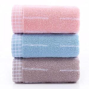 lngtuy hand towels set of 3, striped pattern 100% cotton face towels, super soft highly absorbent hand towel for bathroom (13.5 x 29 inch)