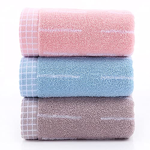 Lngtuy Hand Towels Set of 3, Striped Pattern 100% Cotton Face Towels, Super Soft Highly Absorbent Hand Towel for Bathroom (13.5 x 29 Inch)