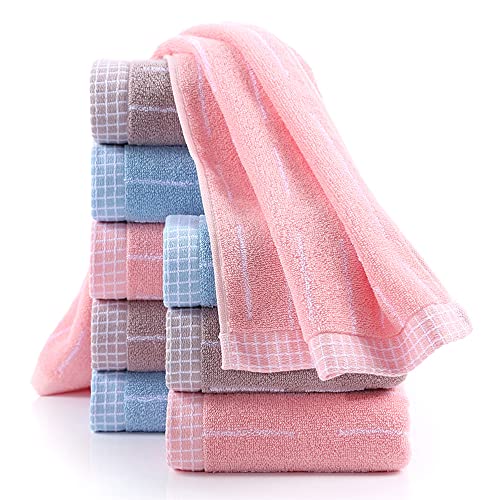 Lngtuy Hand Towels Set of 3, Striped Pattern 100% Cotton Face Towels, Super Soft Highly Absorbent Hand Towel for Bathroom (13.5 x 29 Inch)